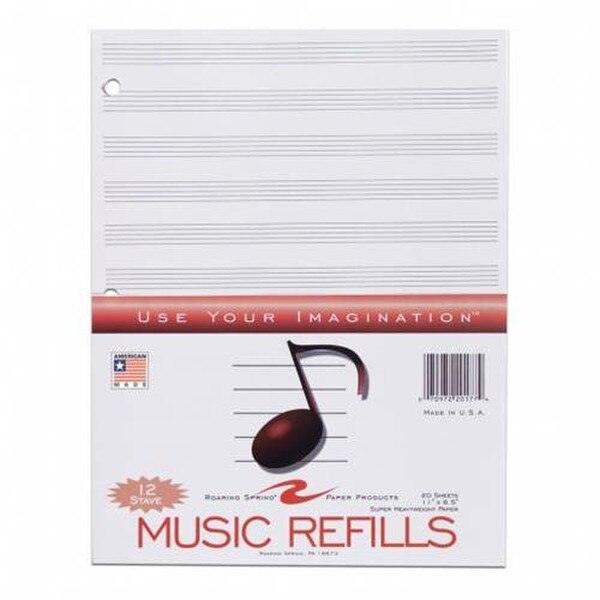 12 Stave Music Filler Paper
