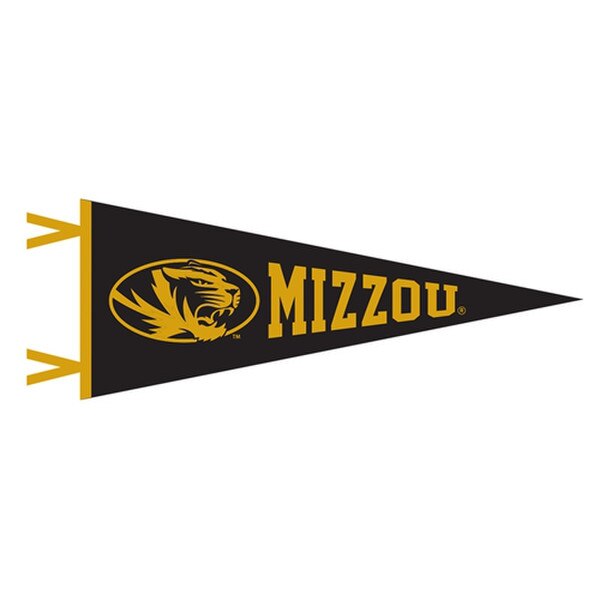 6"x15" Black and Gold Mizzou Oval Tiger Head Mini Pennant
