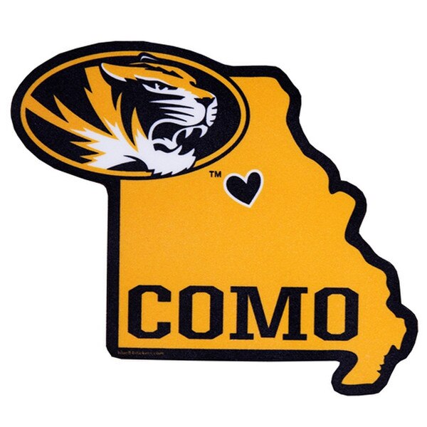Black and Gold Oval Tiger Head CoMo Missouri State Sticker